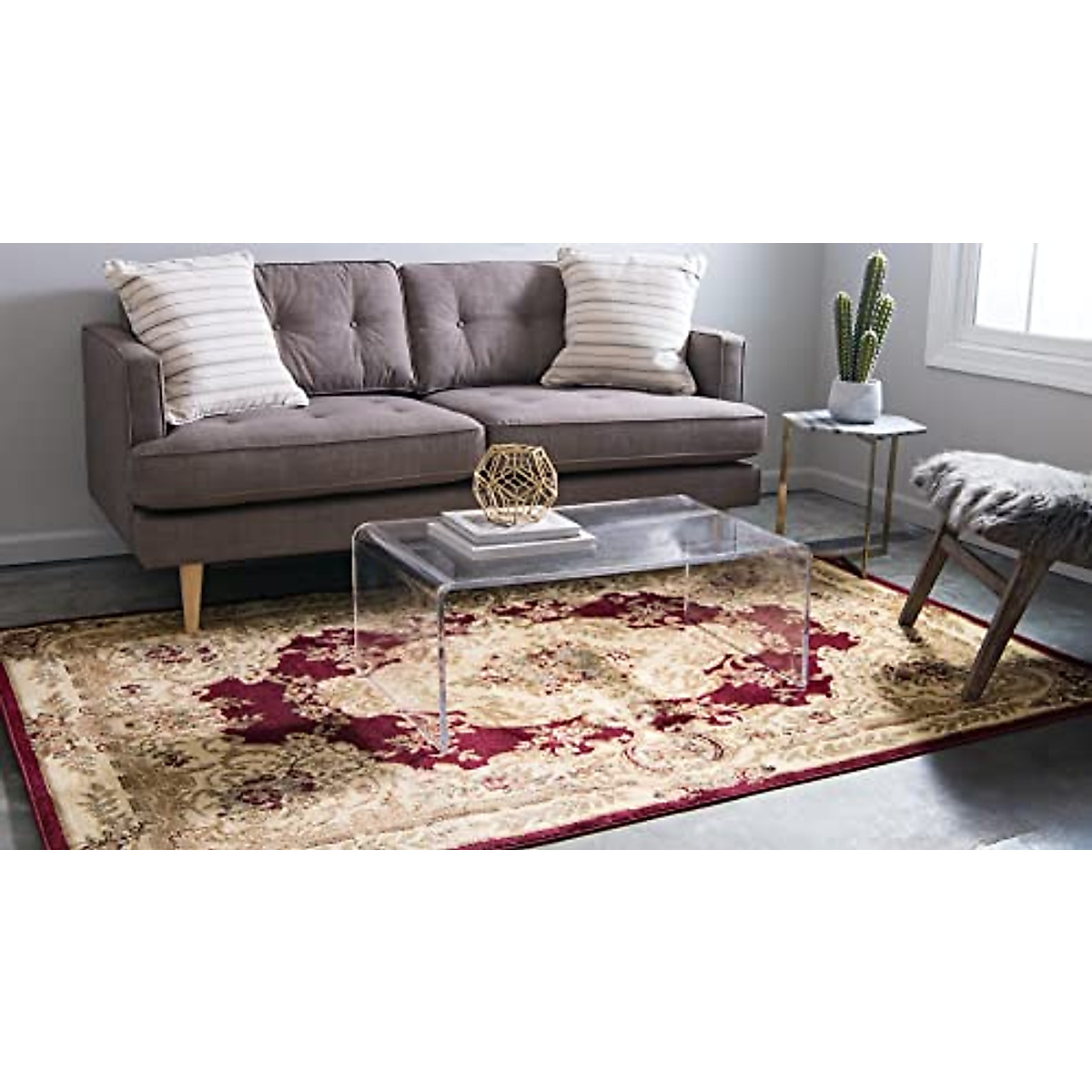 Unique Loom Versailles Collection Traditional Classic Medallion Motif Area Rug (3' 3 x 5' 3 Rectangular, Burgundy/ Ivory)