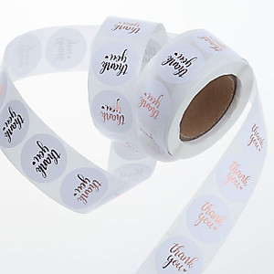 Thank You Stickers,1" Thank You Stickers, Rose Gold Foil Font Round Label for Birthdays, Weddings, Giveaways,Perfect for Small Business Gifts to Seal and Decorate