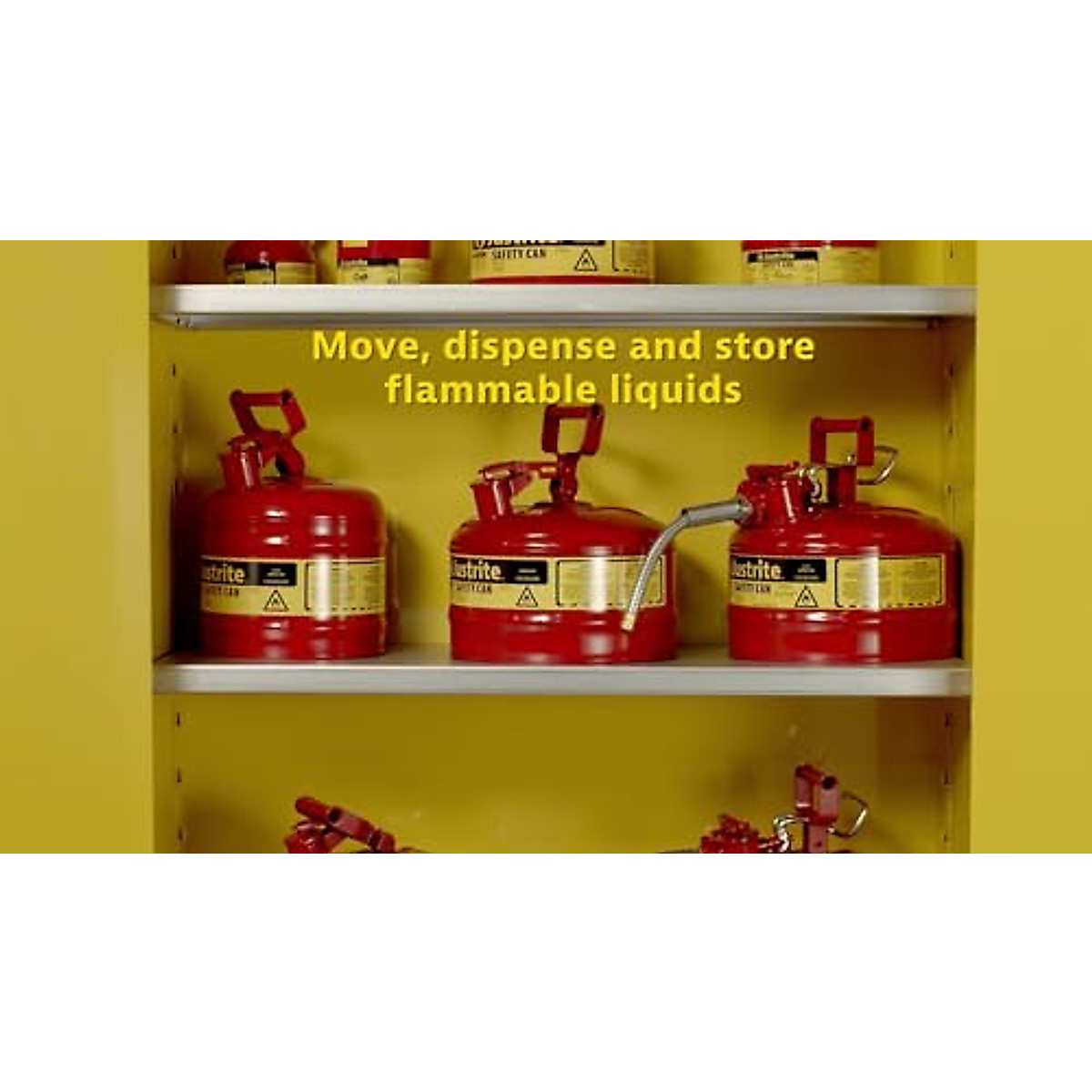 Justrite 5 Gallon Type II Yellow Safety Can for Diesel with Flame Arrester, Self-Closing Lid, and 1" Flexible Metal Spout, Made in the USA, Galvanized Steel Flammable Storage Can, 7250230