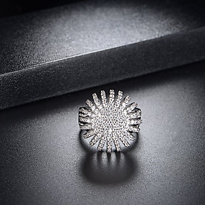 Mytys Sliver Fashion Rings for Women Big Wedding Band Cubic Zirconia Statement Rings for Women Size 9