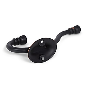 BIRDROCK HOME Classic Wall Mounted Robe & Towel Hooks - 2 Pack - Dual Hook - Large - Oil Rubbed Bronze Towel Robe Hat Coat Hook