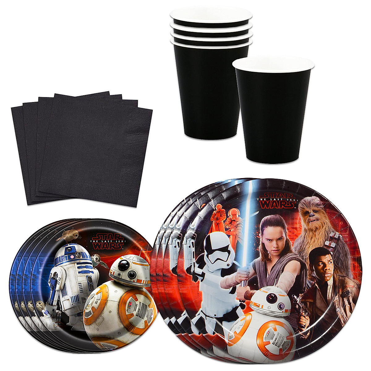 Classic Disney Star Wars Birthday Party Supplies Pack | 50+ Pc Star Wars Bundle with Party Plates, Loot Bags, Party Hats, Napkins and More (Star Wars Party Decor and Favors)