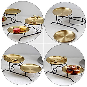 Didiseaon 2 Pcs Iron Cake Stand Cupcake Tree Cupcake Tier Stand Cake Holder Table Wedding Cupcake Stand 2 Layer Food Tray Cake Tray Wedding Snack Stand Dessert Shelf to Rotate European Style