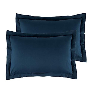 Bedsure Standard Pillow Shams Set of 2 for Kids, Brushed Microfiber Navy Bed Pillow Shams for Queen Bed, Super Soft and Cozy 20x26 Inch Shams Envelope Closure