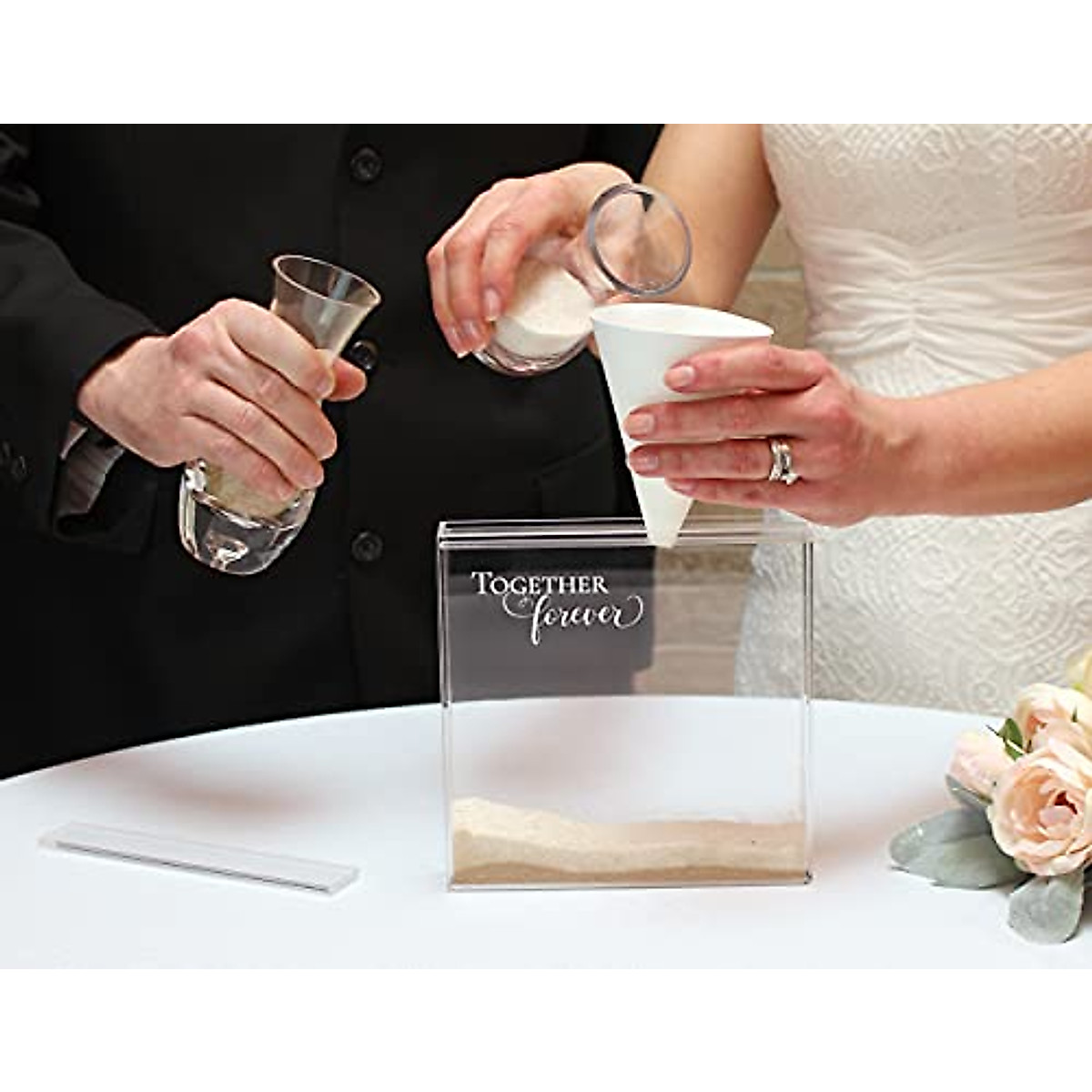 Lillian Rose W Acrylic Together Forever Unity Ceremony Set with 2 Containers of Colored Sand, 1.25", Clear