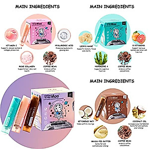 Coffee to the Moo, Nitro Cold Brew Coffee Concentrate Liquid, Gluten Free Medium Dark Roast Arabica Coffee, Instant Coffee Packets Single Serve, 12 Ct, Mix Pack (Keto, Collagen, Brain Support)