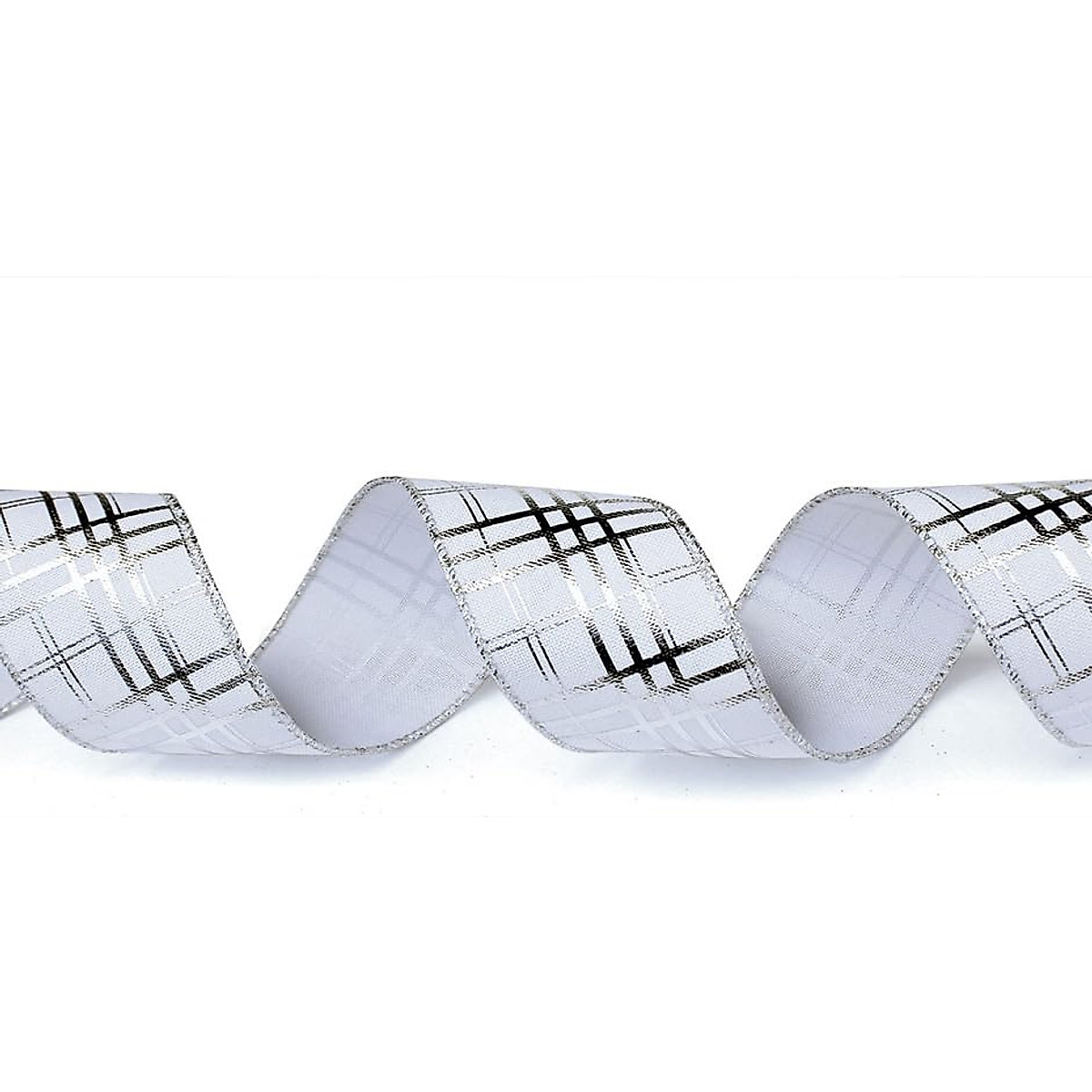 Christmas Ribbon Wired, 6 Rolls 2.5 Inch 36 Yard Silver Sheer Glitter Organza Wired Edge Ribbons for Christmas Tree, Gift Wrapping, Assortment Ribbon for Crafts, DIY, Christmas Tree Ribbon