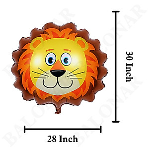 BALONAR 5pcs 32 Inch Tiger Lion Zebra Monkey Graffe Foil Balloons Animal Balloons for Child Birthday Party Supplies Cute Baby Shower Decorations