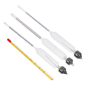 Hoement 3pcs Alcohol Meter Hydrometer Alcohol Tester for Alcohol Measuring Tools Thermometer Home Alcohol Test Alcohol Percentage Tester Wine Meter Wine Testing Meter Glass