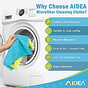 AIDEA Microfiber Cleaning Cloths-24Pack, Softer Highly Absorbent, Lint Free Streak Free for House, Kitchen, Car, Window Gifts(12in.x12in.)