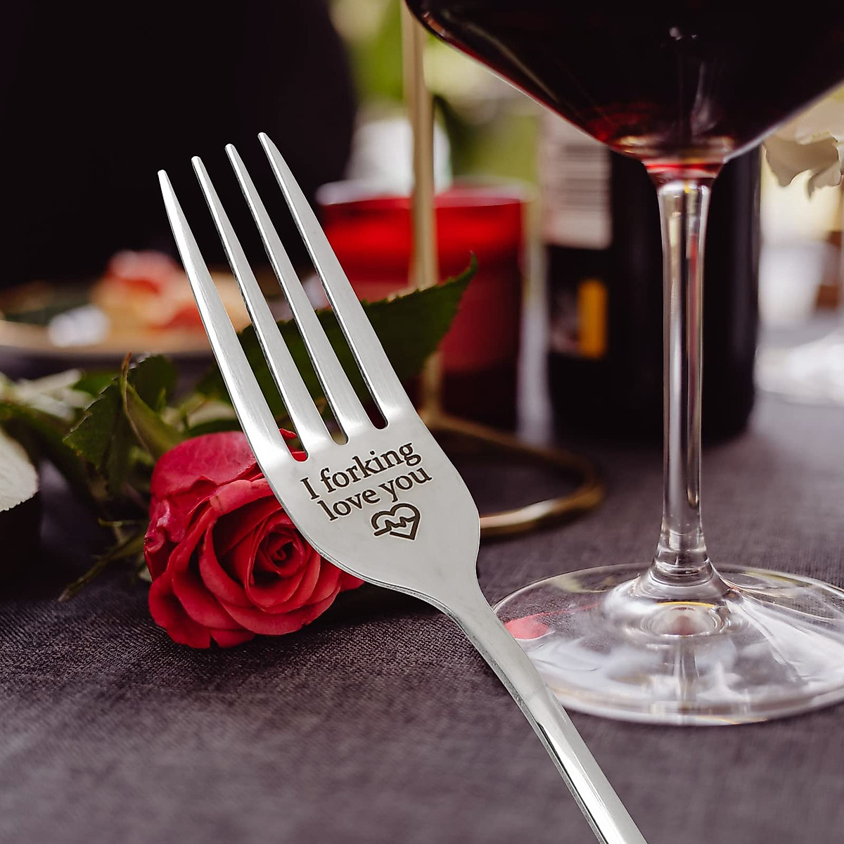 FOTMKSMU 2pcs I Forking Love You Fork Dinner Funny Couple Forks I Love You Gifts for Her Anniversary Valentines Gifts for Boyfriend