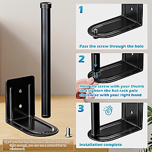 2 Pack Stainless Steel Hat Organizer for Baseball Caps, Baseball Cap Organizer, Strong Adhesive/Wall Drilled Hat Rack for Wall/Hat Hooks for Wall, Hat Hanger for Door,Bedroom,Closet(Black)