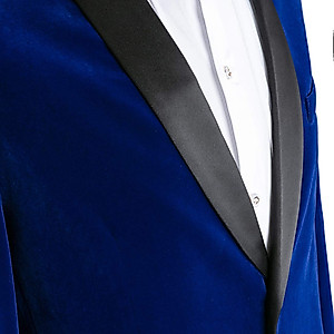 MAGE MALE Men's Velvet 2 Piece Suit Shawl Lapel One Button Slim Fit Tuxedo Blazer Party Dinner Jacket & Pants