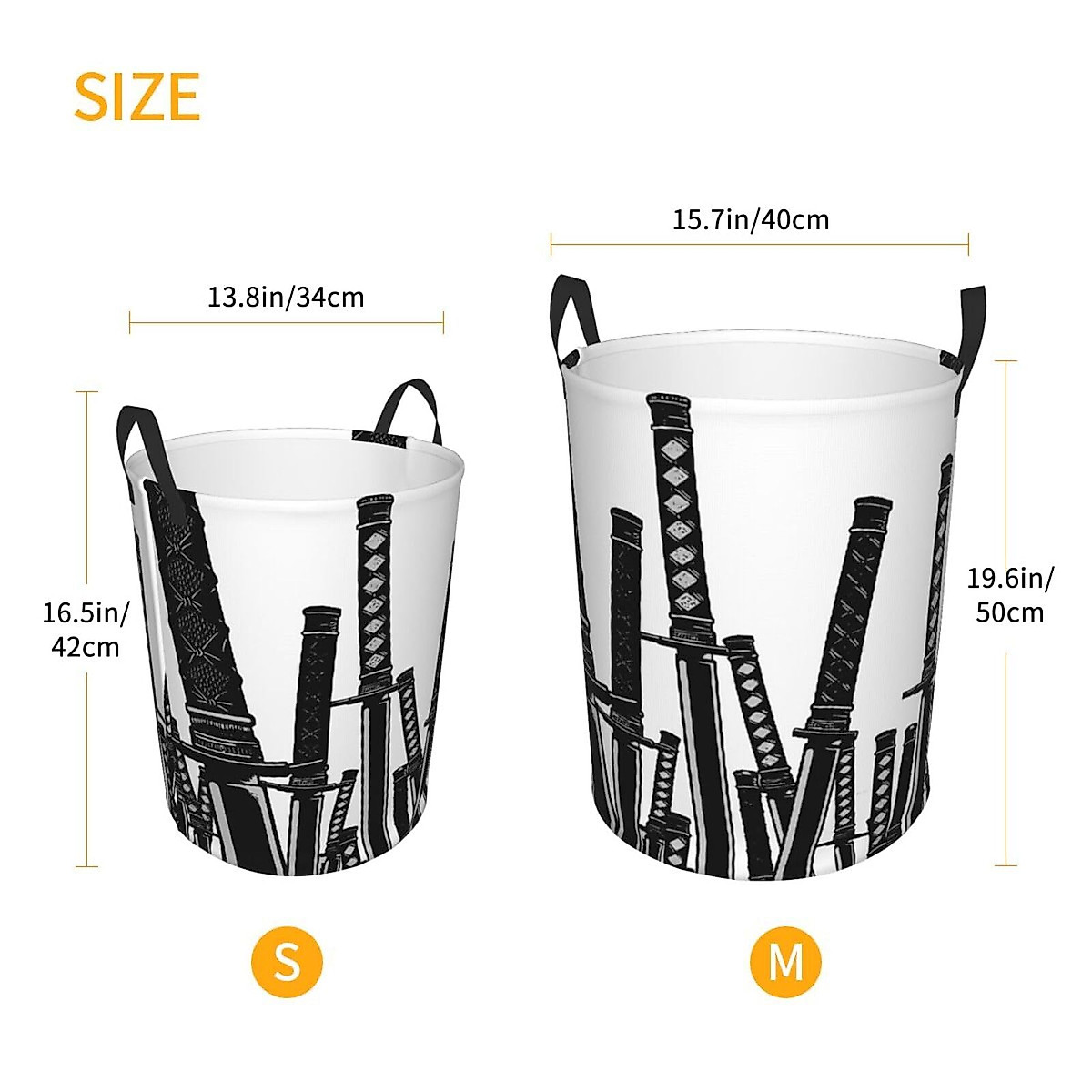 Laundry Basket Katanas In Anime Laundry Hamper Basket Durable Oxford Fabric Waterproof Portable With Handle For Family/Bathroom/Bedroom Dirty Storage Clothes Basket