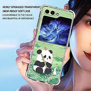 Yotta for Samsung Galaxy Z Flip 5 Case Cute Panda Phone Cover Ultra-Thin Fit Shockproof TPU Bumper Protection Cases Slim Anti-Scratch Folding Soft Protective Covers(Color:A)