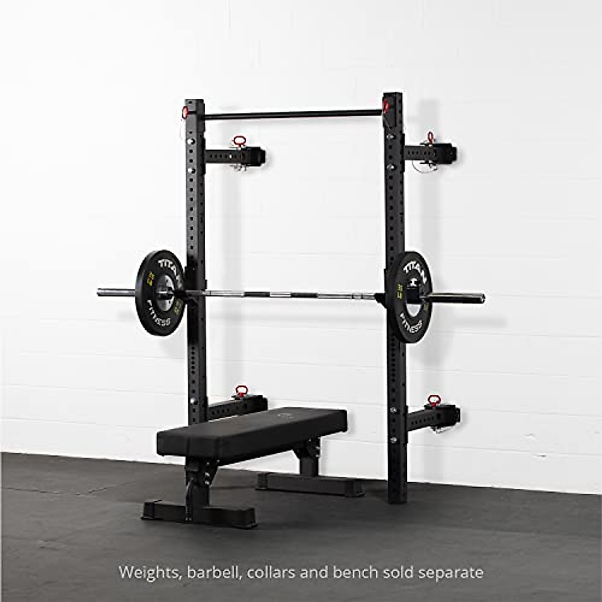 Titan Fitness X-3 Series 80-inch Wall Mounted Folding Power Rack, Space Savings Rack, Folds up to 5-inches from the Wall