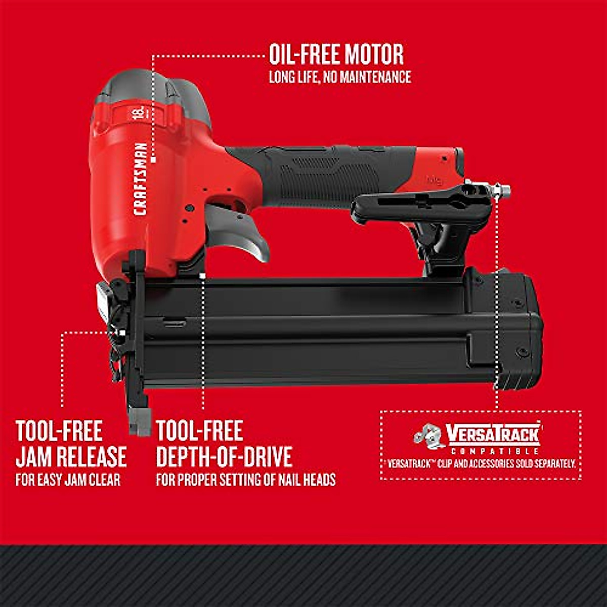 CRAFTSMAN Brad Nailer, 18GA, Pneumatic Nail Gun (CMPBN18K)