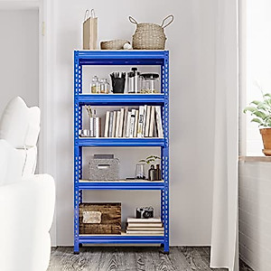 BuxWellBang 5-Shelf Heavy Duty Shelving - Adjustable Garage Storage Shelves, Metal Utility Storage Racks for Warehouse Pantry Basement Kitchen, Utility Shelves,Blue