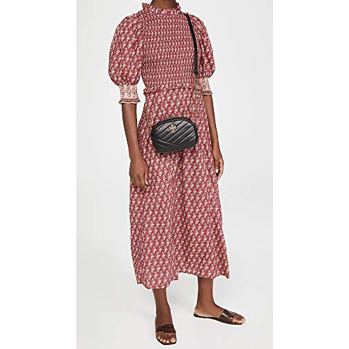 Tory Burch Women's Kira Chevron Small Camera Bag, Black, One Size