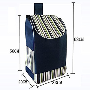 TOOYFUL Portable Shopping Bag Backup Trolley Shopping Spare Bag Replacement Bag Foldable Oxford Cloth Waterproof Large for Shopping Cart, Blue