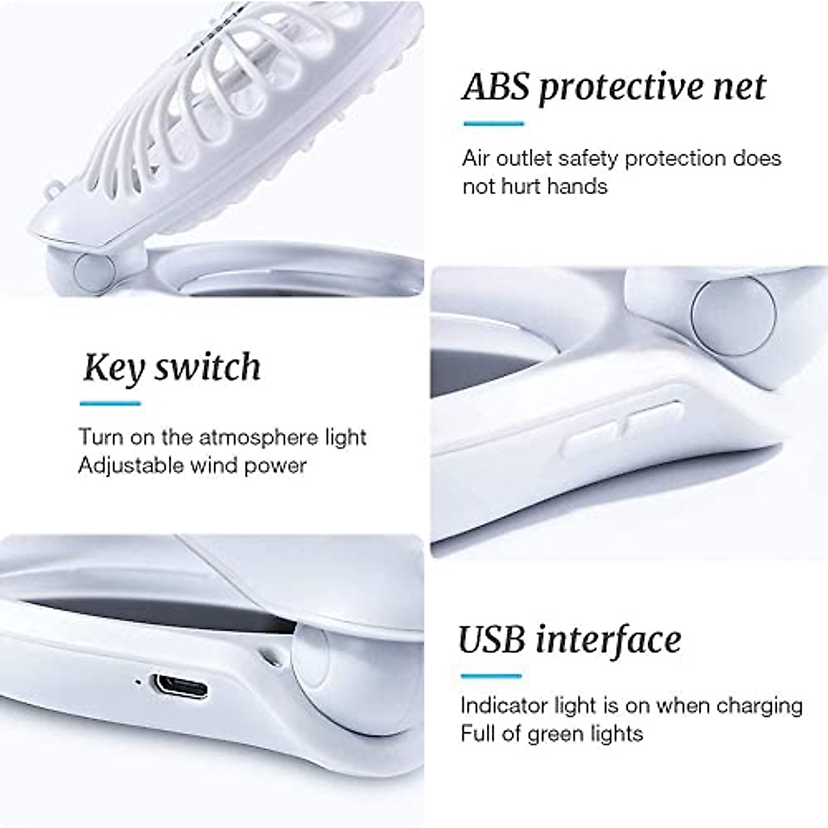 Trafikin Portable Mini Fan， Handheld Fan Personal USB Table Desk Fan with Makeup Mirror