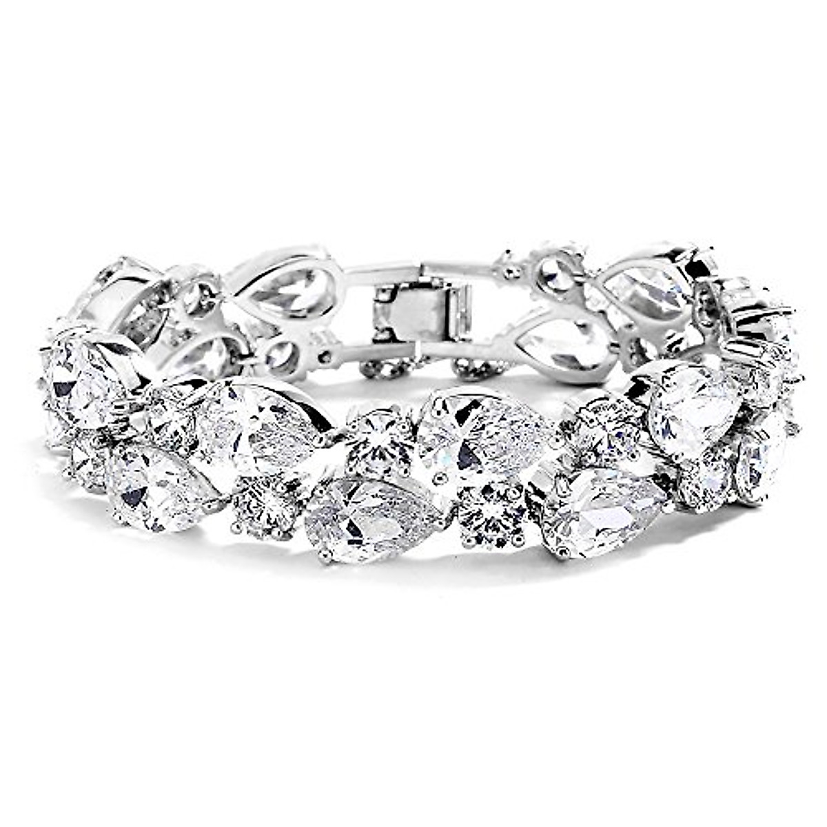 Mariell Silver Petite Length 6 1/2" Wedding Bracelet with Bold CZ Mosaic for Brides and Bridesmaids