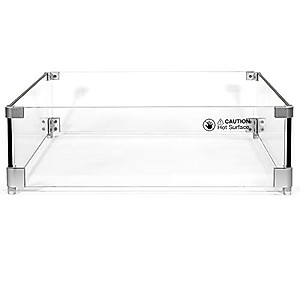 Barton Fire Pit Wind Guard Fire Pit Tempered Glass (18.5" x 18.5" inch) 8mm Thickness Square Wind Guard Fence Wind-Resistant Wind Screens