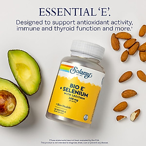 SOLARAY Bio Vitamin E with Selenium 400IU Healthy Heart Function, Antioxidant Activity & Skin Support High Absorption 120 Softgels