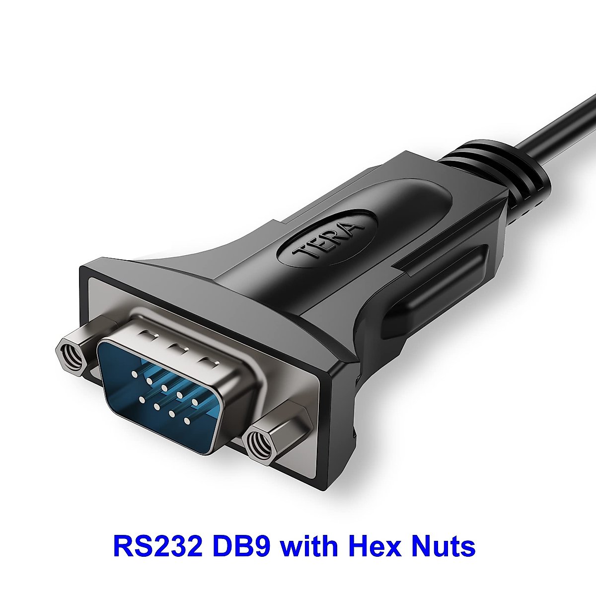 Tera Grand - USB C to RS232 Serial DB9 Adapter Cable with Hex Nuts and FTDI chipset, Supports Windows 11, 10, 8, 7, Vista, XP, 2000, 98, Linux and Mac, 3 Ft