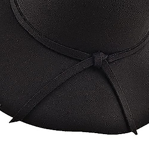 Wide-Brim Kids Girls Floppy-Hat Vintage Fedora Hats for Girl Boho Felt Bowler-Cap 3 to 8 Years (3-8 Years, Black)