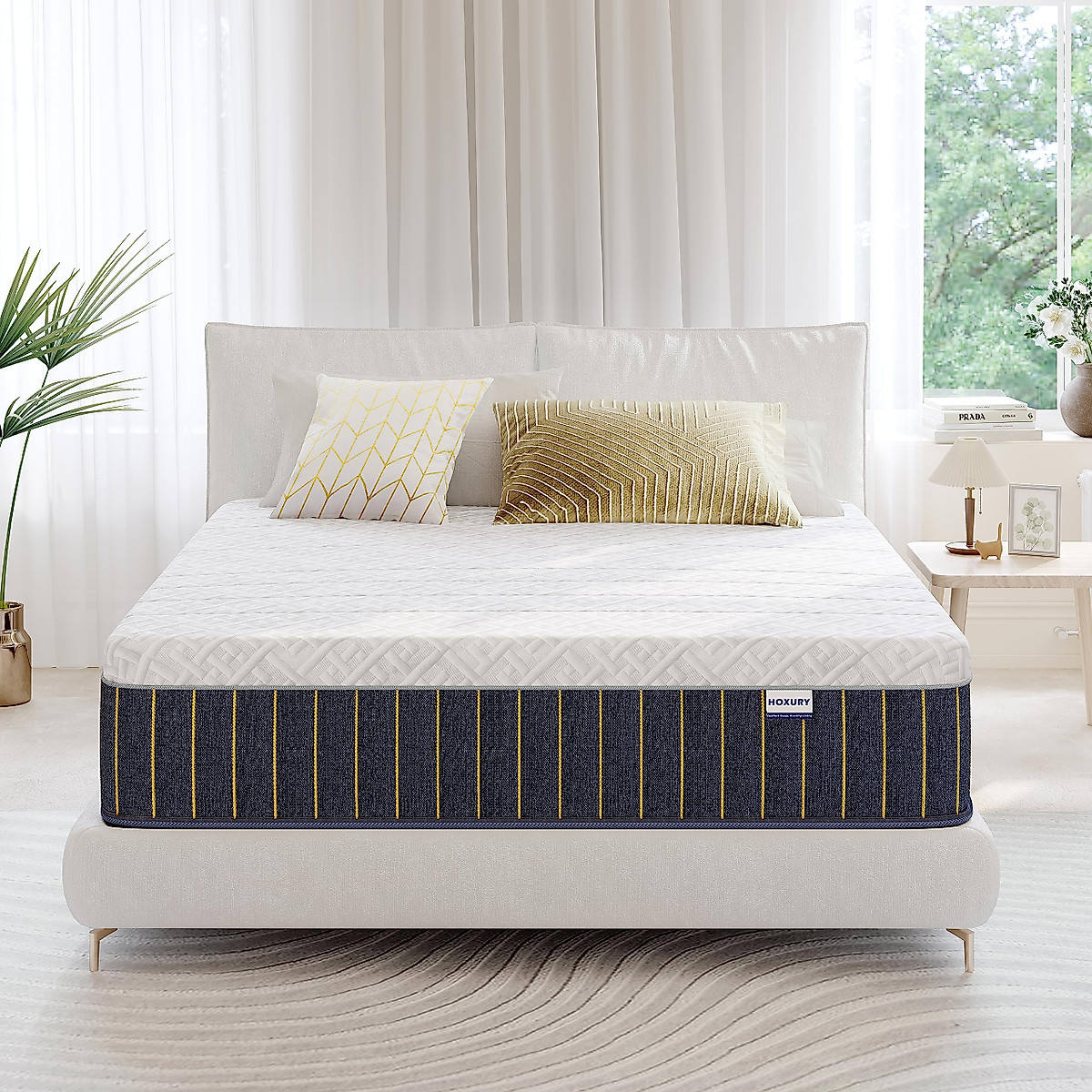 HOXURY Queen Mattresses, 8 Inch Hybrid Mattress Queen Size, Memory Foam & Individually Wrapped Pocket Coils Innerspring Mattress in a Box, Pressure Relief & Cooler Sleeping