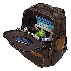 TIDING Leather Backpack 15.6 inch Laptop Backpack Vintage Business Travel Bag Large Capacity Daypacks