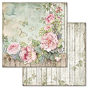 STAMPERIA INTERNATIONAL, KFT PAPER PAD 8X8 10PK HOUSE ROSE, 20.3 x 20.3 (8" x 8"), Multicoloured