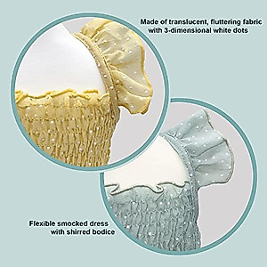 ELILY 2 Pieces Dog Dresses for Dog Cat Puppy, Comfortable Smocked Sundress with Ruffled Shoulders (X-Small, Yellow+Green)