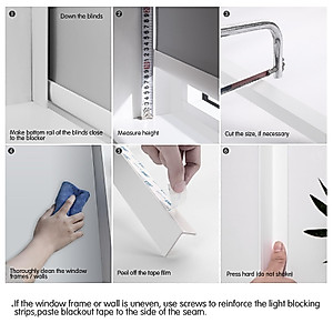 ZSTARR PVC Light Blockers Blackout Light Blockers Side Tracks for Window Shades and Blinds,Side Tracks for Blackout Shades Easy to Instal,Light Blocking Strips for Bedroom (White, 57.5",2Pcs)