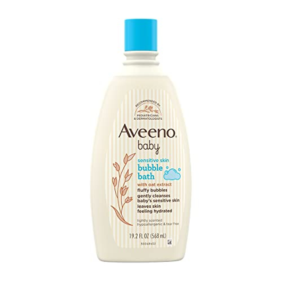 Aveeno Baby Sensitive Skin Bubble Bath with Oat Extract, Gently Cleanses and Leaves Skin Feeling Hydrated, Tear-Free Formula, Hypoallergenic, Paraben-, Phthalate-, Soap- & Dye-Free, 19.2 fl. Oz