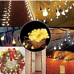 YoTelim Globe Fairy String Lights Battery Operated Warm White ，Water Proof 2 Pack 19.7FT 40 LED 8 Modes with Remote Control, for Home, Party, Christmas, Wedding, Garden Decoration