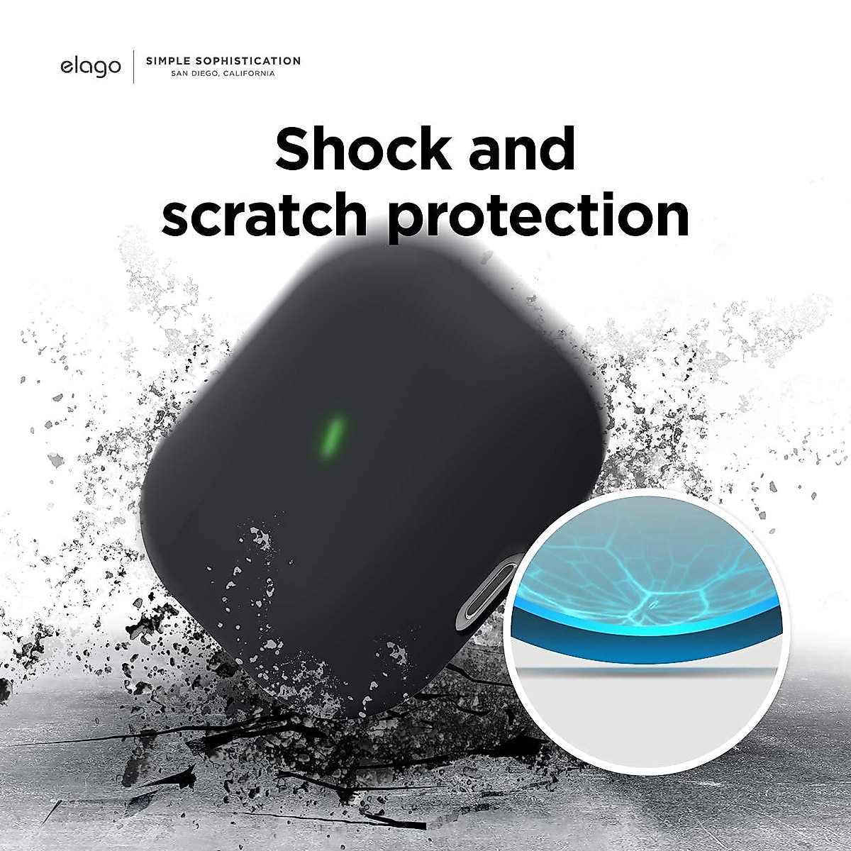 elago Liquid Hybrid Case Compatible with AirPods 3rd Generation Case - Compatible with AirPods 3 Case Cover, Triple Layer Protection, Wireless Charging, Shock Resistant, Easily Cleaned (Black)
