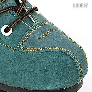 XUDREZ Cowhide Roller Skates for Women and Men High-Top Shoes Double-Row Design,Adjustable Classic Premium Roller Skates (Blue,9)