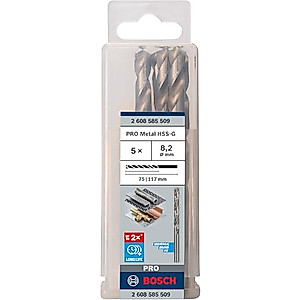 Bosch 2608585509 Metal Drill Bit Hss-G 8, 2mmx2.95inx4.6In 5 Pcs