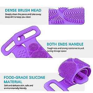 Silicone Bath Body Brush, Exfoliating Silicone Body Back Scrubber, Deep Clean Back Acne & Bacne, Extra Long and Super Soft, Suitable for Women ＆ Men