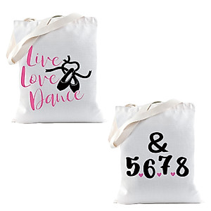 TSOTMO Live Love Dance Canvas Tote Bag &5678 Gift Dancer Canvas Tote Bag Dance Teacher Gift Canvas Tote Bag Travel Case (Dance Canvas)