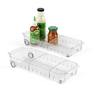 YouCopia RollOut Fridge Caddy, 6" Wide, Pack of 2, Clear
