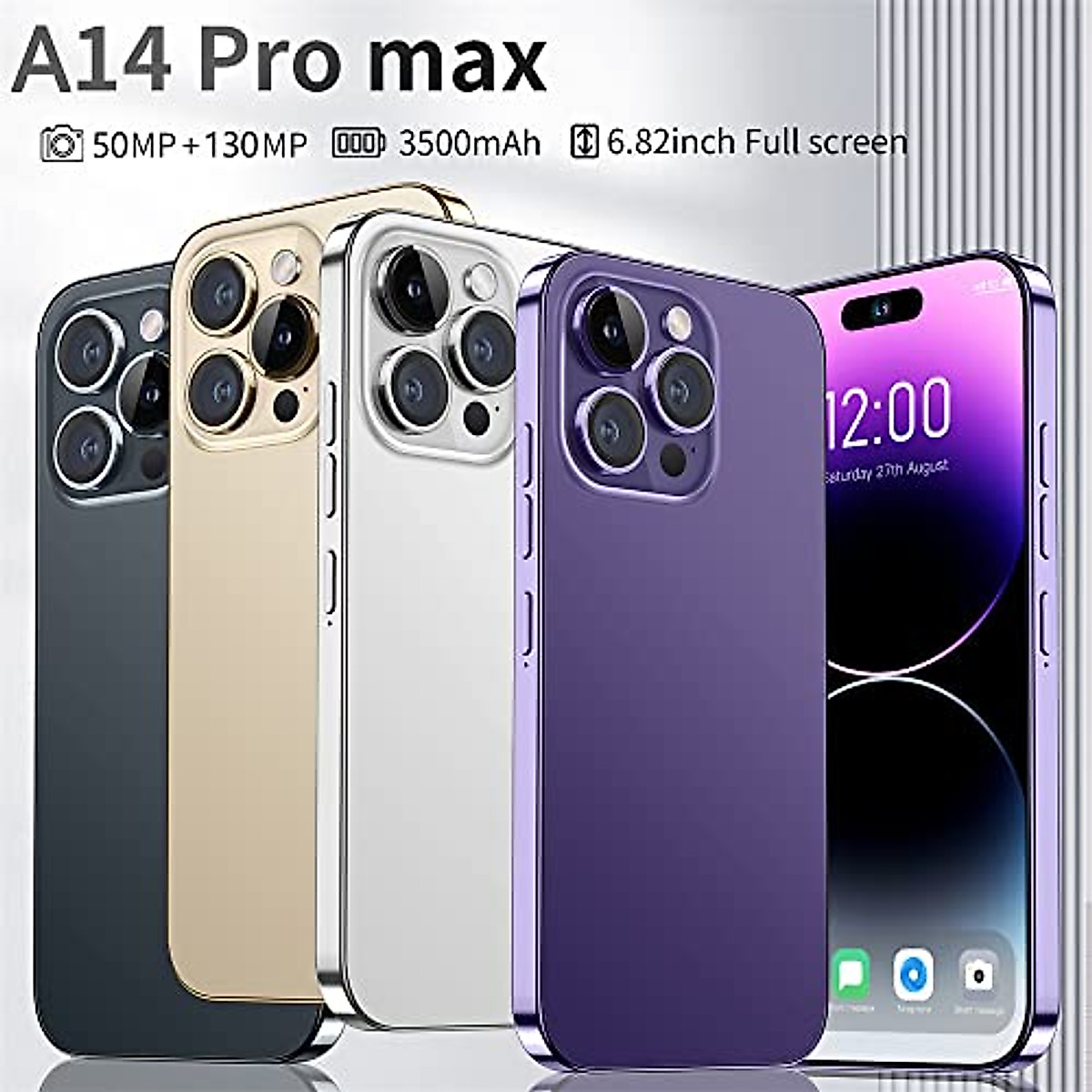 Echoamo A14 Pro MAX Unlocked Smartphone, 6.82-inch HD Screen Phone, 4+128G Dual SIM Phone with A 128G Memory Card for Android 10 (Four Colors to Choose from)