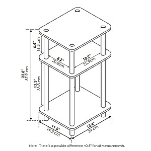 Furinno Turn-N-Tube 5-Tier Corner Square Rack Display Shelf, Round, Espresso/Black & Just 3-Tier Turn-N-Tube End Table/Side Table/Night Stand/Bedside Table, 2-Pack, Americano/Black