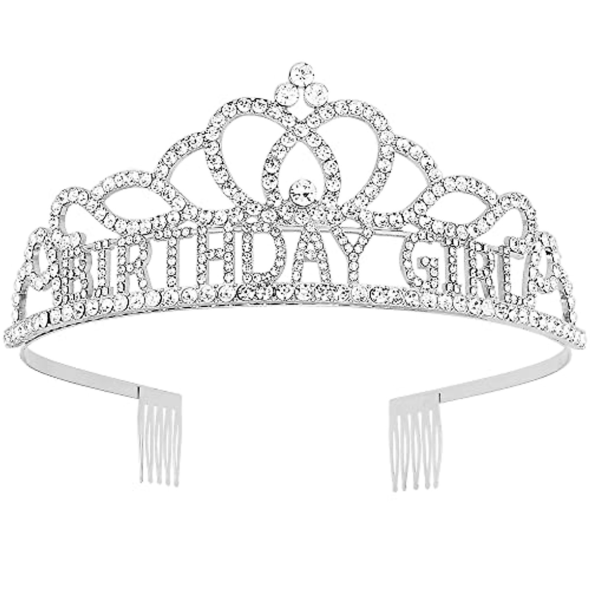 AOPRIE Diane Birthday Crowns for Women Silver Tiaras for Girls Crowns for Girls Rhinestone Crystal Decor Headband