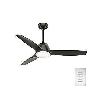 Casablanca Wisp Indoor Ceiling Fan with LED Light and Remote Control, Noble Bronze finish, Large