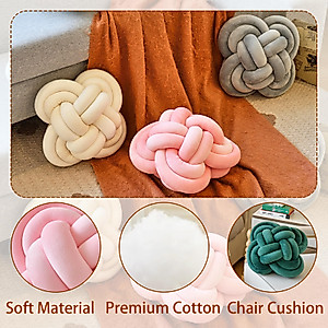 Xuyier Knot Pillow Ball, Decorative Throw Pillows with Velvet Fabric for Couch Bed, 12" Decor Knotted Square Floor Pillow Cushions for Living Room (12 Inches, Ivory White)