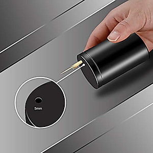 YIFOCUS Stainless Steel Metal Toothpick Holder Dispenser, Tooth Picks Lot Container with 500 Pieces Bamboo Round Toothpicks for Teeth Appetizer and for kitchen (Black)