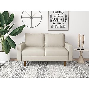Kingway Furniture Aneley Faux Leather Living Room Loveseat in White